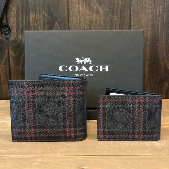 Coach | Bags | Nwt Authentic Coach Signature 3in Plaid Wallet | Poshmark